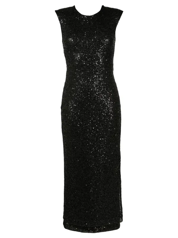 GLORIA COELHO Sequin-embellished Sleeveless Dress - Black