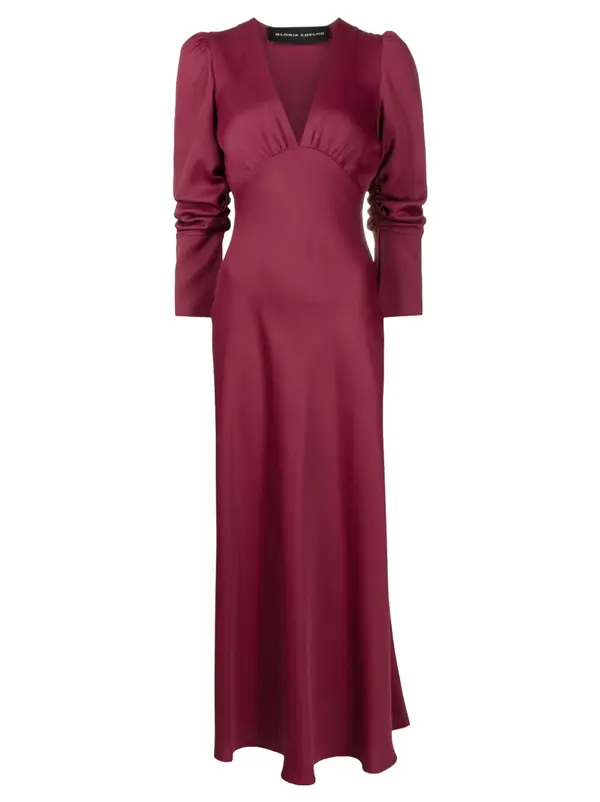 GLORIA COELHO Plunging V-neck Maxi Dress - Red