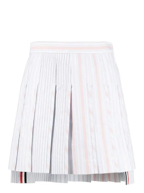 Thom Browne Striped Pleated Miniskirt - White