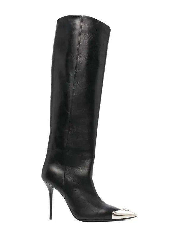 Philipp Plein 110mm Skull-detail Leather Boots - Black