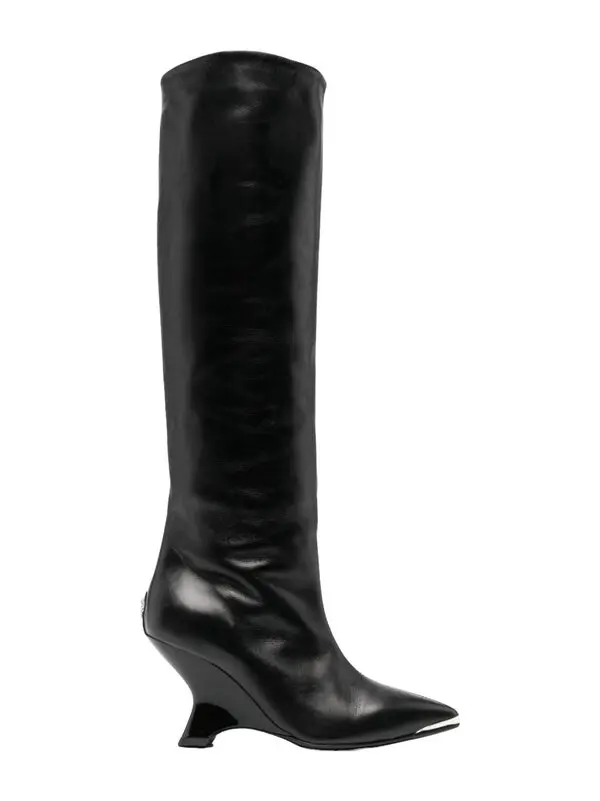 Philipp Plein 90mm Sculpted-heel Leather Boots - Black