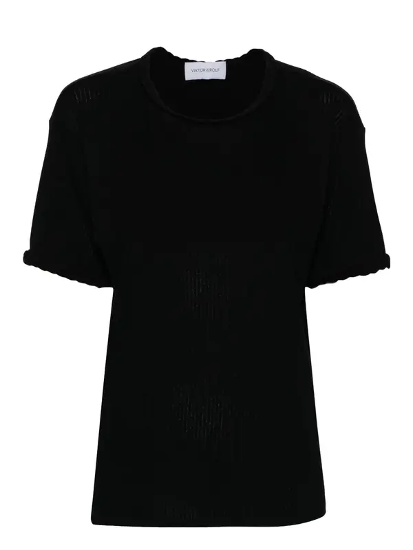 Viktor & Rolf Braid-detail T-shirt - Black
