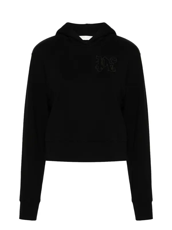 Palm Angels Logo-embroidered Hoodie - Black