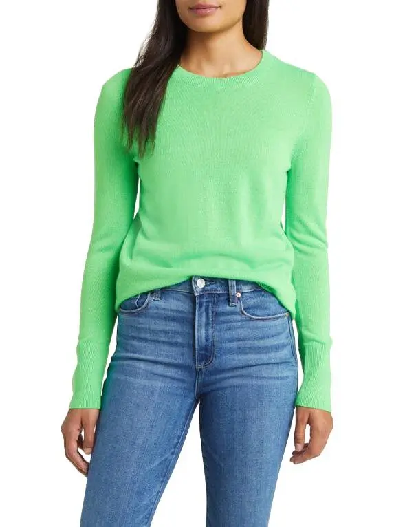 Caslon Merino Wool Blend Crewneck Sweater - Green Neon