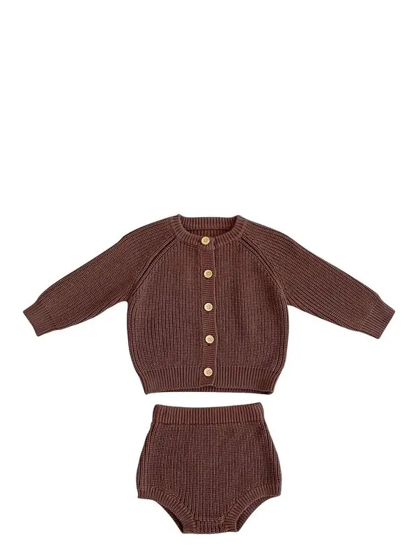 ASHMI & CO. Drew Cardigan & Bloomers Set - Coffee