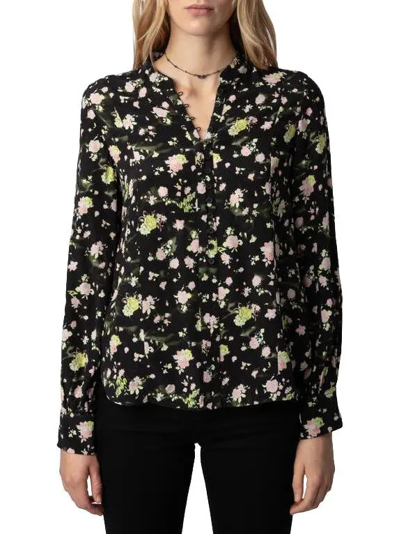 Zadig&Voltaire Twina Rose Print Button-up Shirt - Noir