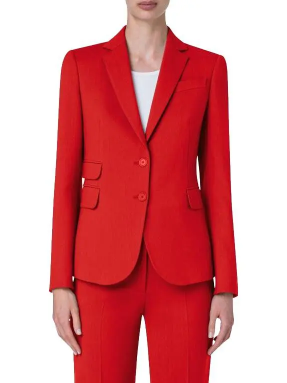 Akris Cool Wool Stretch Crepe Blazer - Red