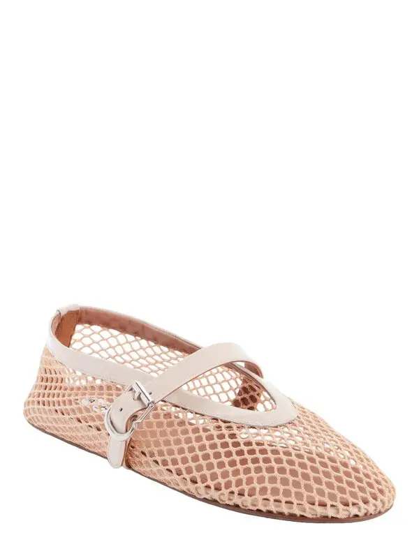 Alaïa Fishnet Ballerina Flat - Nude Clair