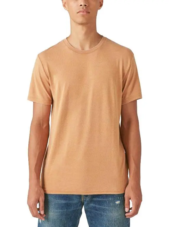 Lucky Brand Burnout Cotton Blend Crewneck T-shirt - Almond