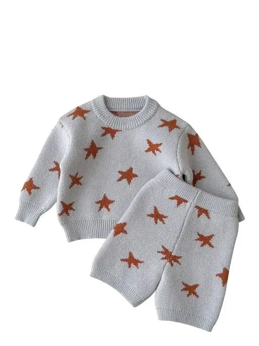 ASHMI & CO. Zuri Star Pattern Sweater Set - Gray