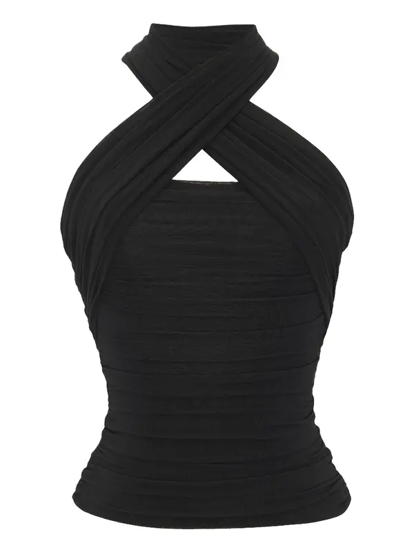 Saint Laurent Jersey Halter Top - Black