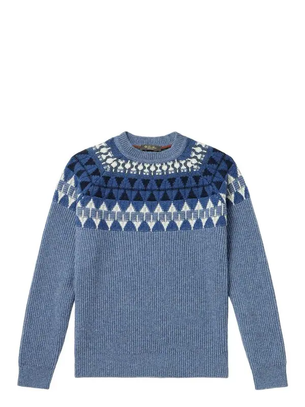 Loro Piana Fair Isle Cashmere Sweater - Blue