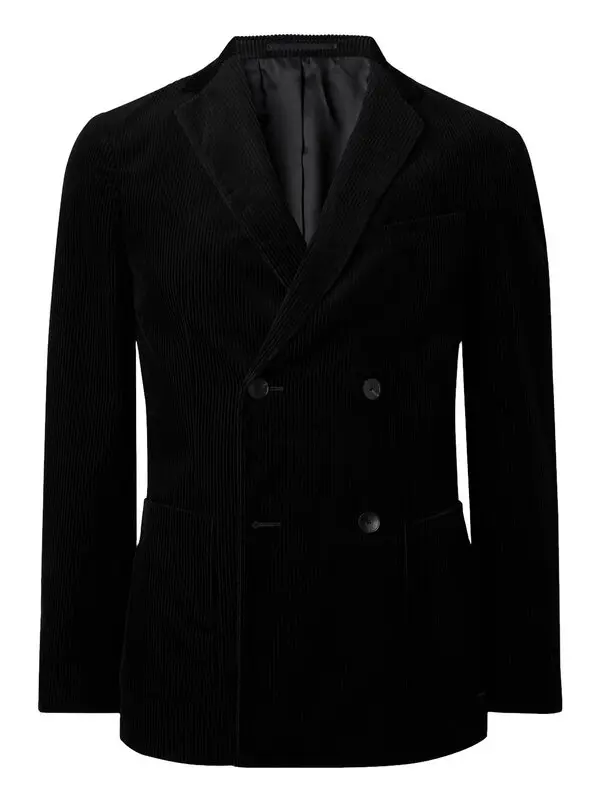 Mr P. Double-breasted Cotton And Cashmere-blend Corduroy Blazer - Black