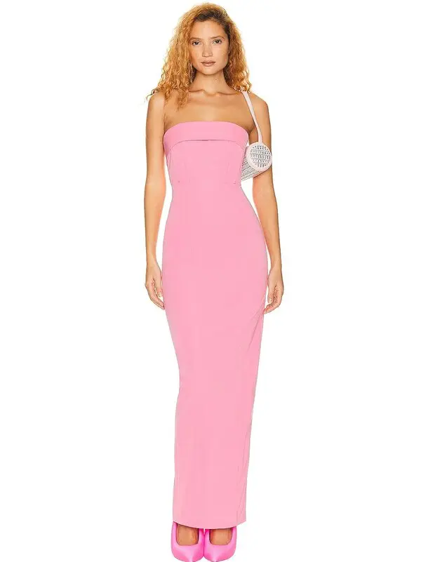HELSA Tech Gabardine Long Strapless Dress - Very Pink