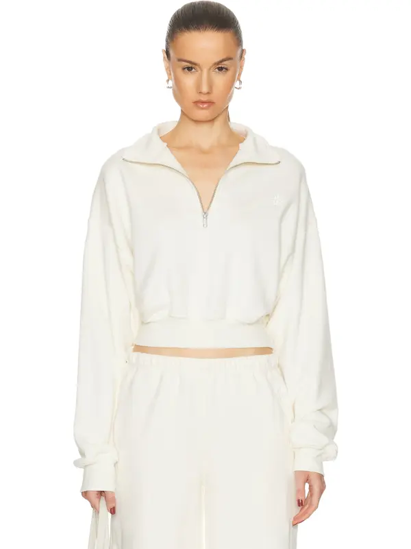 eterne - Eterne Cropped Half-Zip Sweatshirt