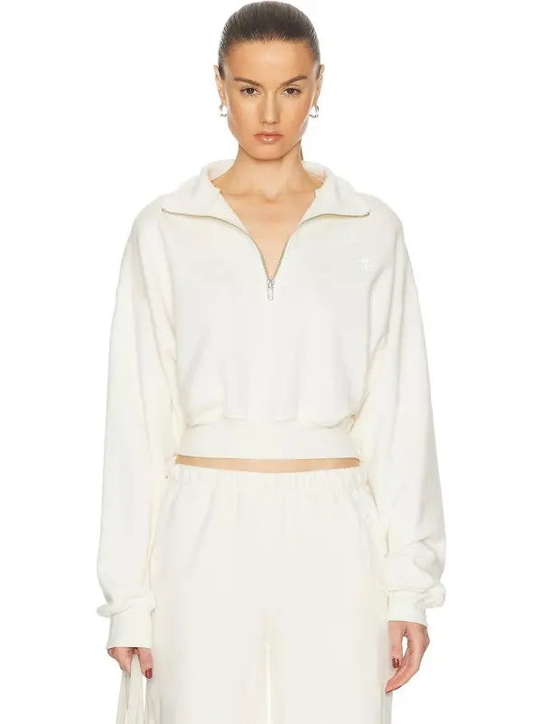 Eterne Cropped Half Zip Sweatshirt - Cream