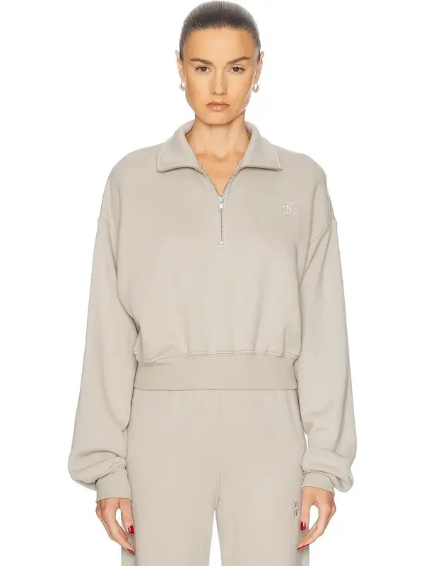 Eterne Cropped Half Zip Sweatshirt - Dove
