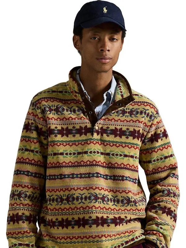 Ralph Lauren Fair Isle-inspired Fleece Pullover - Camel Combo