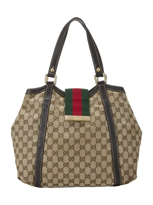 Gucci Original Gg Canvas Web Tote - Brown
