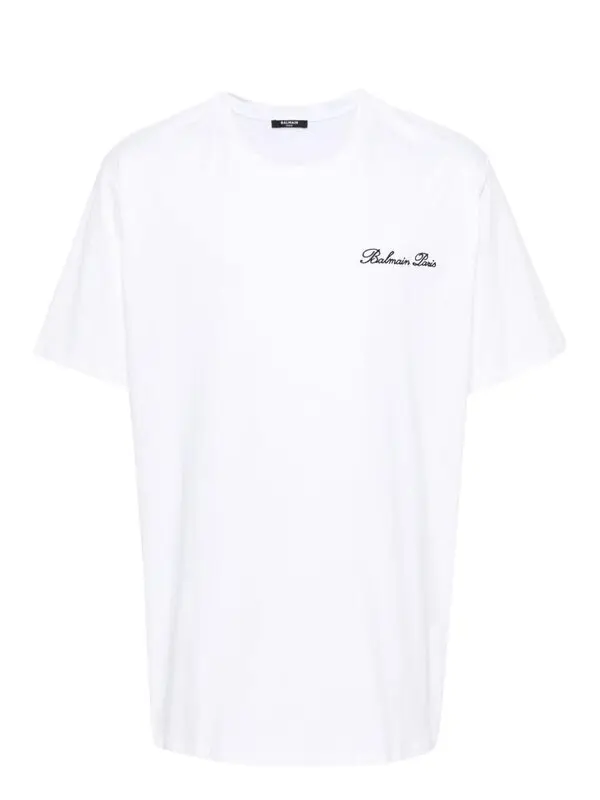 Balmain Logo-embroidered Cotton T-shirt - White