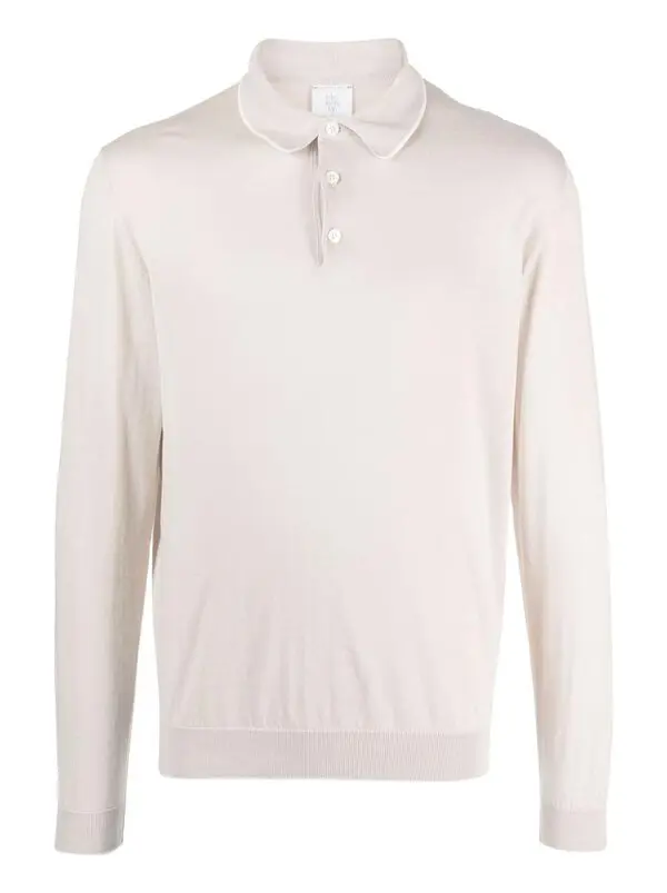 Eleventy Long-sleeve Polo Shirt - Neutrals