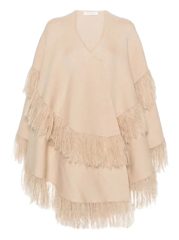 BY MALENE BIRGER Fringed Wool-blend Cape - Neutrals