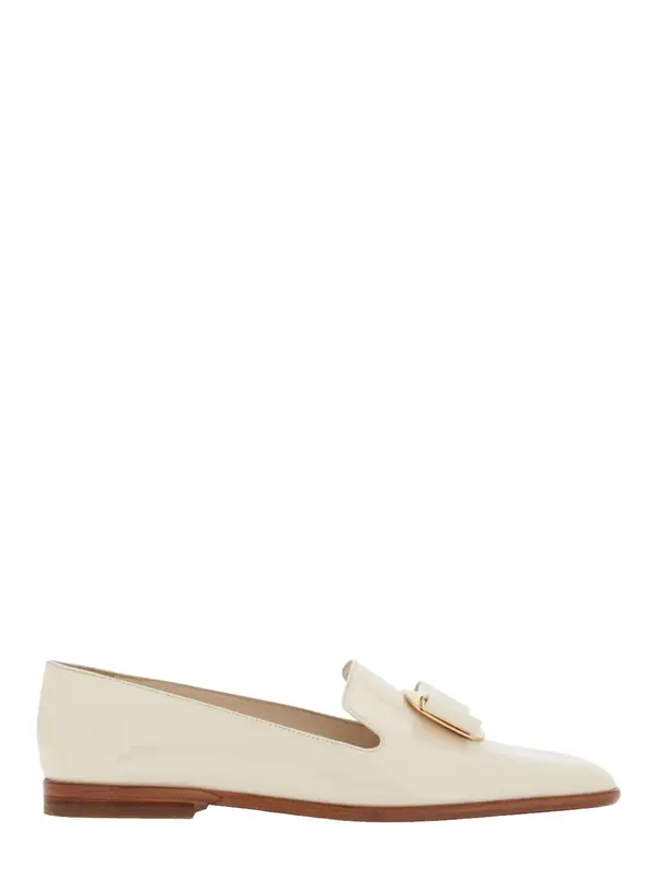 FERRAGAMO Vara Leather Loafers - White