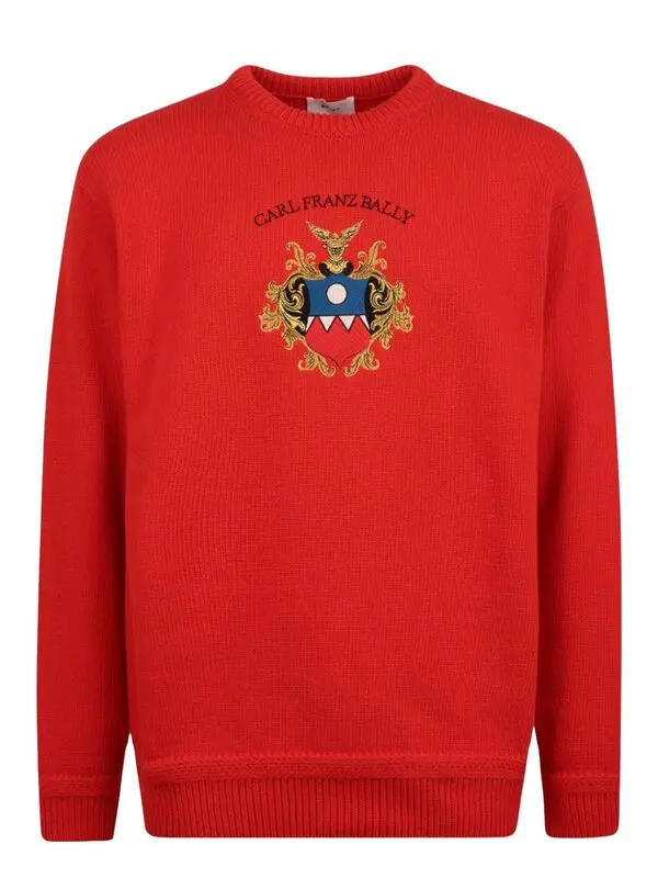 Bally Emblem-intarsia Wool Jumper - Red