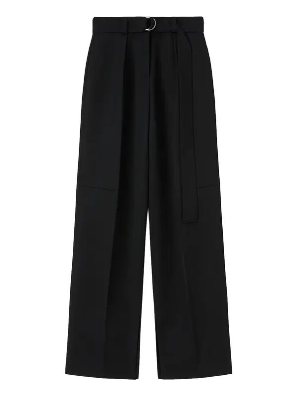 JIL SANDER Belted Wool Trousers - Black