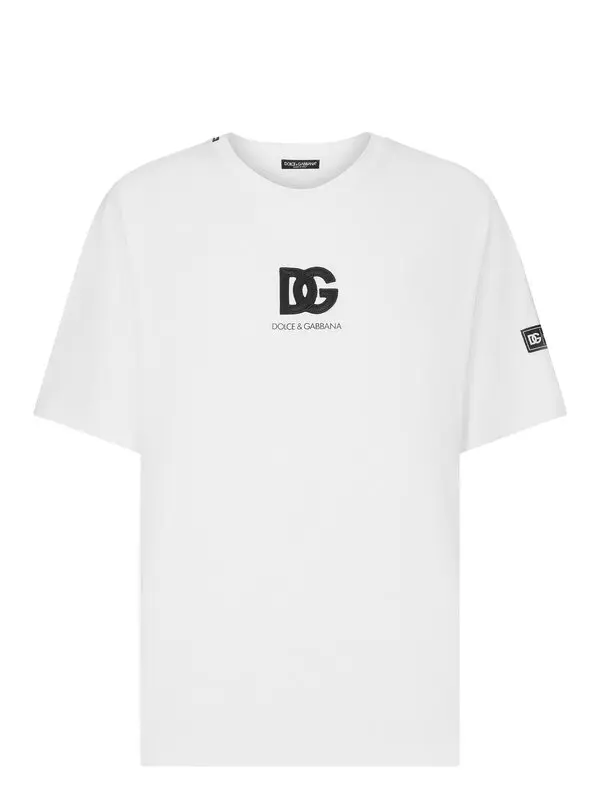 Dolce & Gabbana Short-sleeved T-shirt With Dg Logo Patch - White