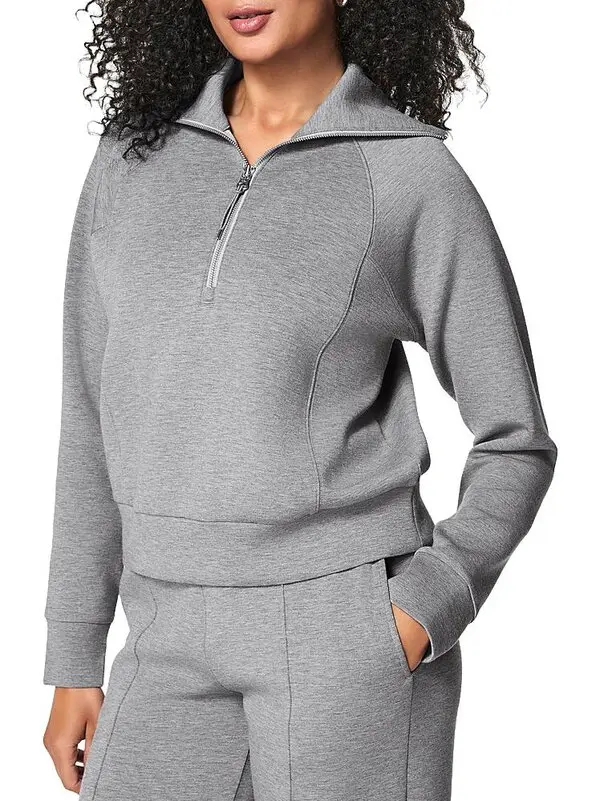 Spanx Airessentials Half Zip - Medium Grey Heather