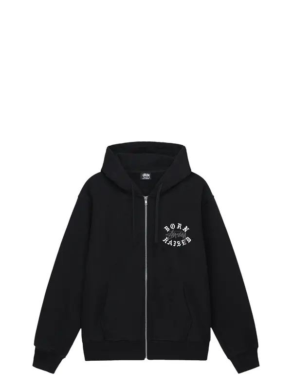StÜssy X Born X Raised Logo Zip Hoodie - Black