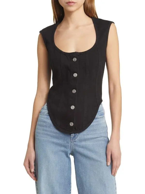 FRAME Seamed Denim Corset Top - Scorpio