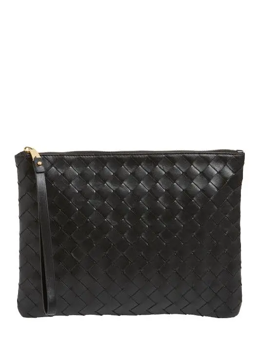 Bottega Veneta Intrecciato Leather Pouch - Black-gold