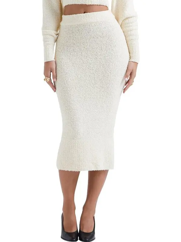House Of Cb Mishka Bouclé Skirt - Cream