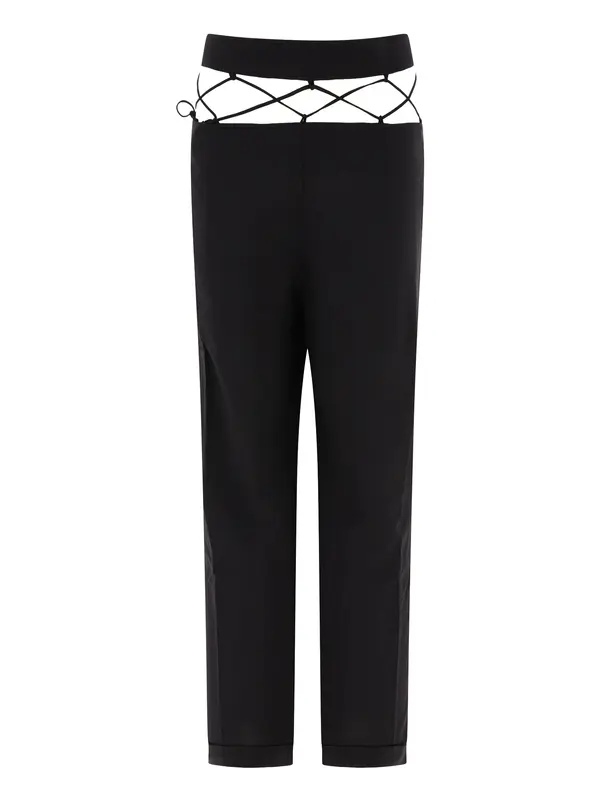 NENSI DOJAKA Tailored Trousers With Laced Waistband - Black