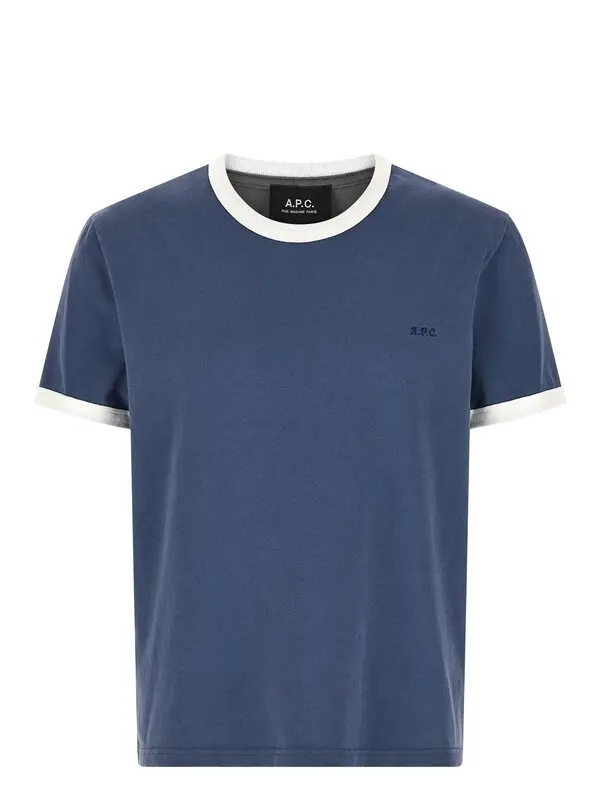 A.p.c. Logo Embroidery T Shirt - Blue