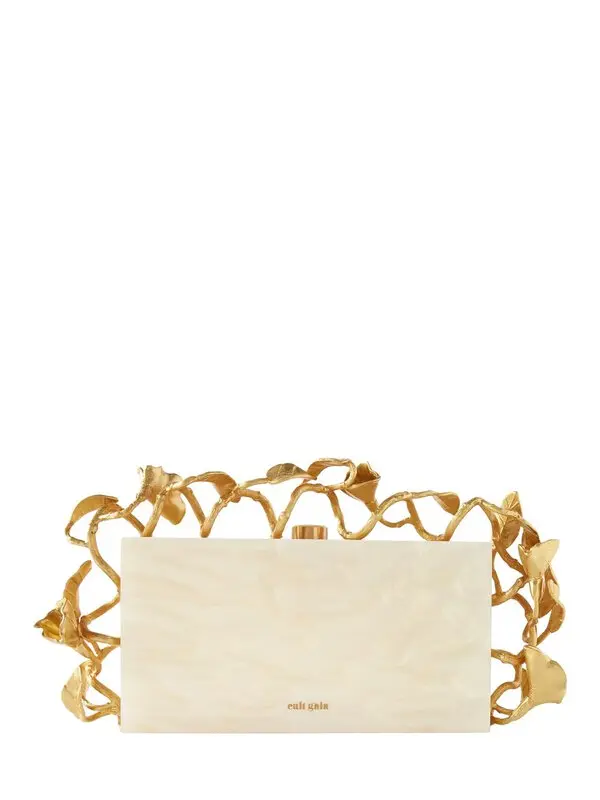 Cult Gaia Fana Marbled Acrylic Clutch - Ivory
