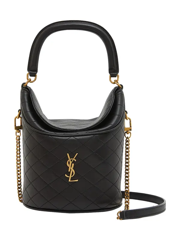 Saint Laurent Gaby Mini Leather Bucket Bag - Black