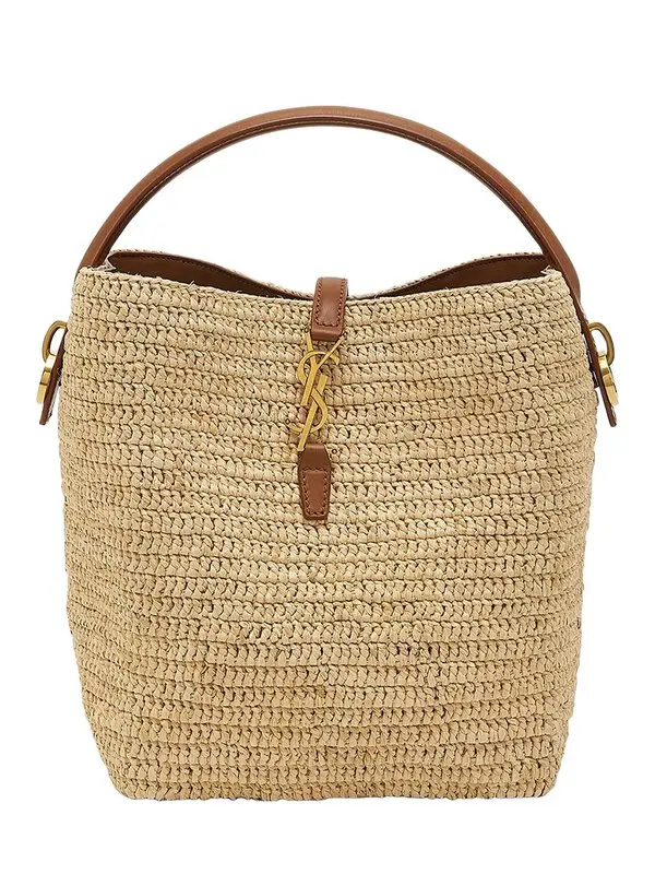 Saint Laurent Le 37 Raffia Bucket Bag - Naturale Brick