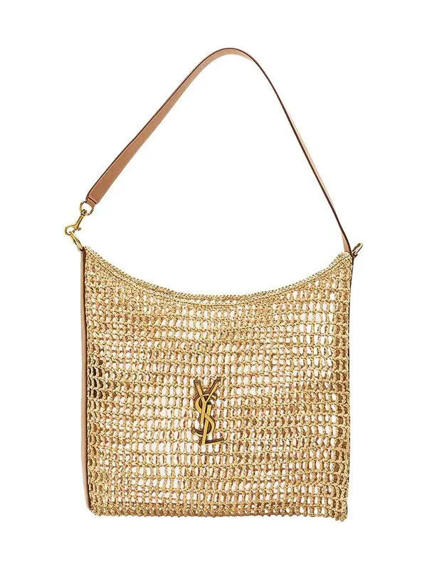 Saint Laurent Oxalis Raffia Shoulder Bag - Natural/vintage Brown