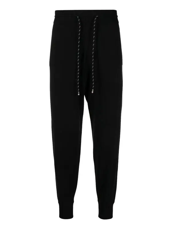 BOSS Knitted Cotton-blend Tapered Trousers - Black