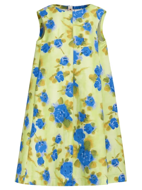 Marni Floral-print Cotton Midi Dress - Yellow