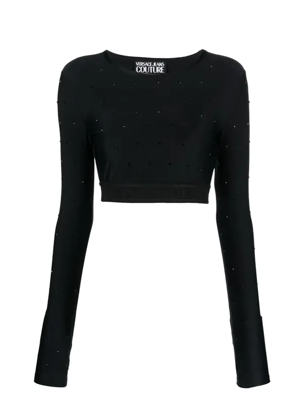 Versace Crystal-embellished Crop Top - Black