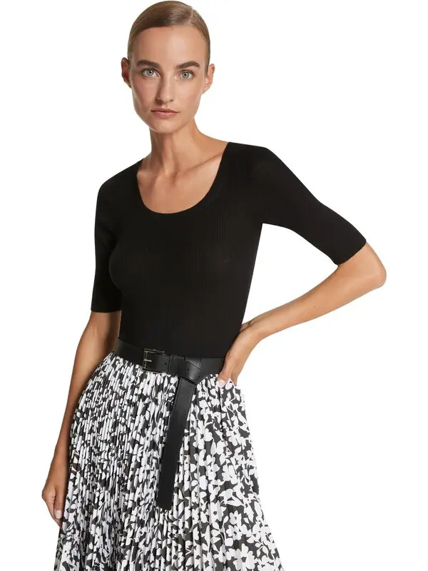 Michael Kors Cashmere Three-quarter Sleeve Sweater - Black