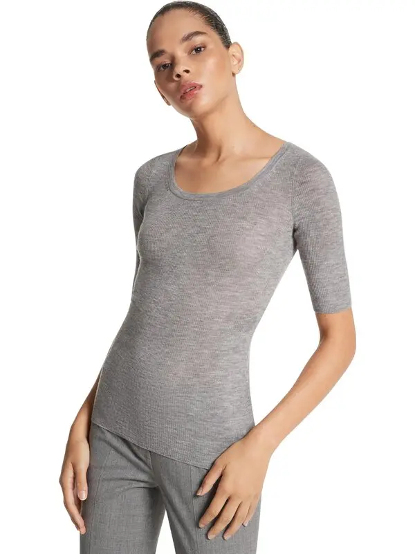 Michael Kors Cashmere Three-quarter Sleeve Sweater - Grey