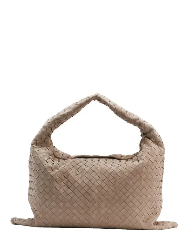 Bottega Veneta Large Hop Intrecciato Hobo Bag - 1550 Mastice-m Brass