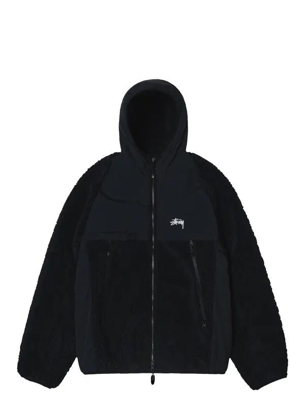 StÜssy Sherpa Paneled Hooded Jacket - Black