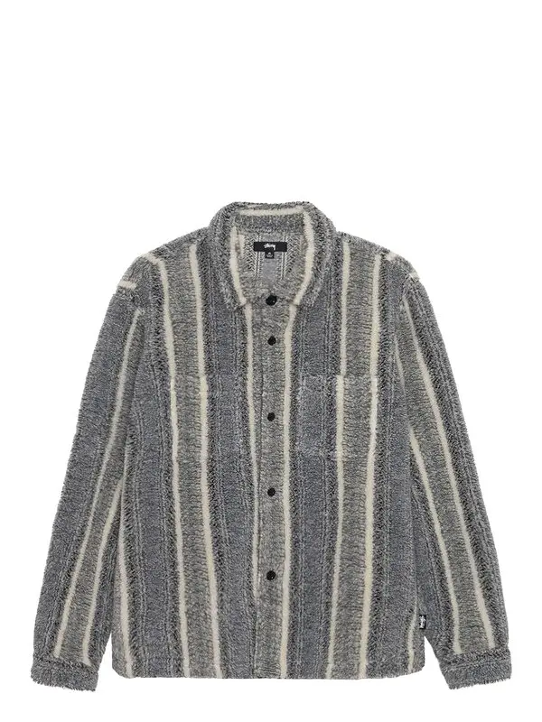 StÜssy Striped Sherpa Shirt 'charcoal - Multicolor