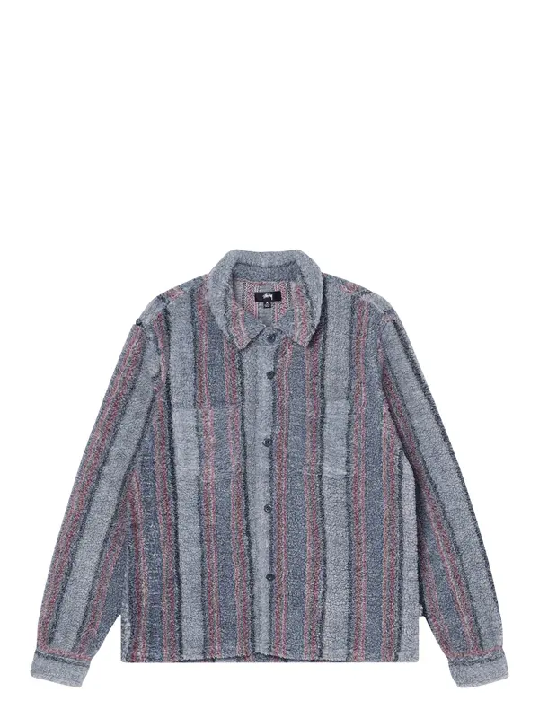 StÜssy Stripe Sherpa Shirt - Blue